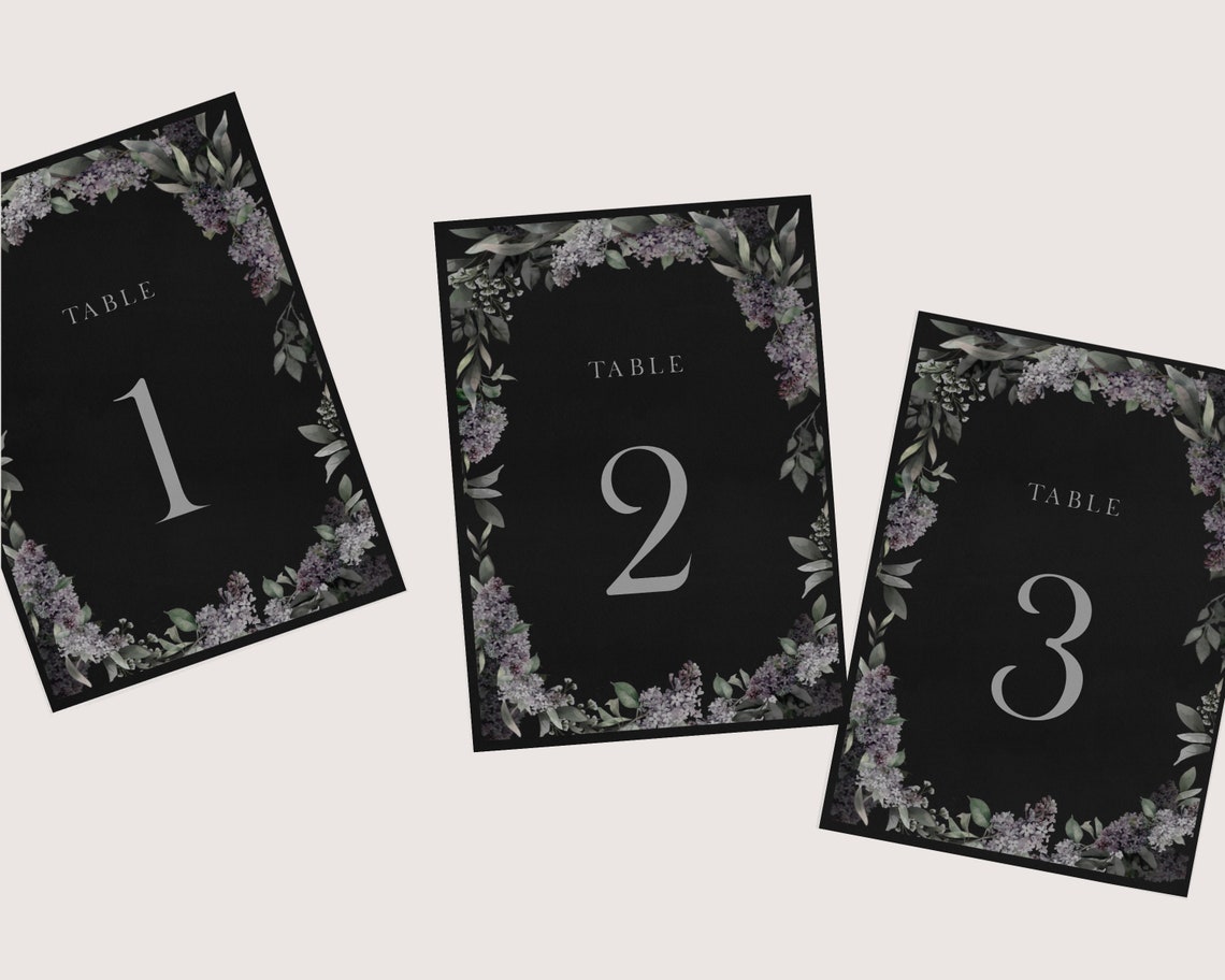 Lila | Lilac Floral Wedding Table Numbers, Purple Lilac Wedding ...