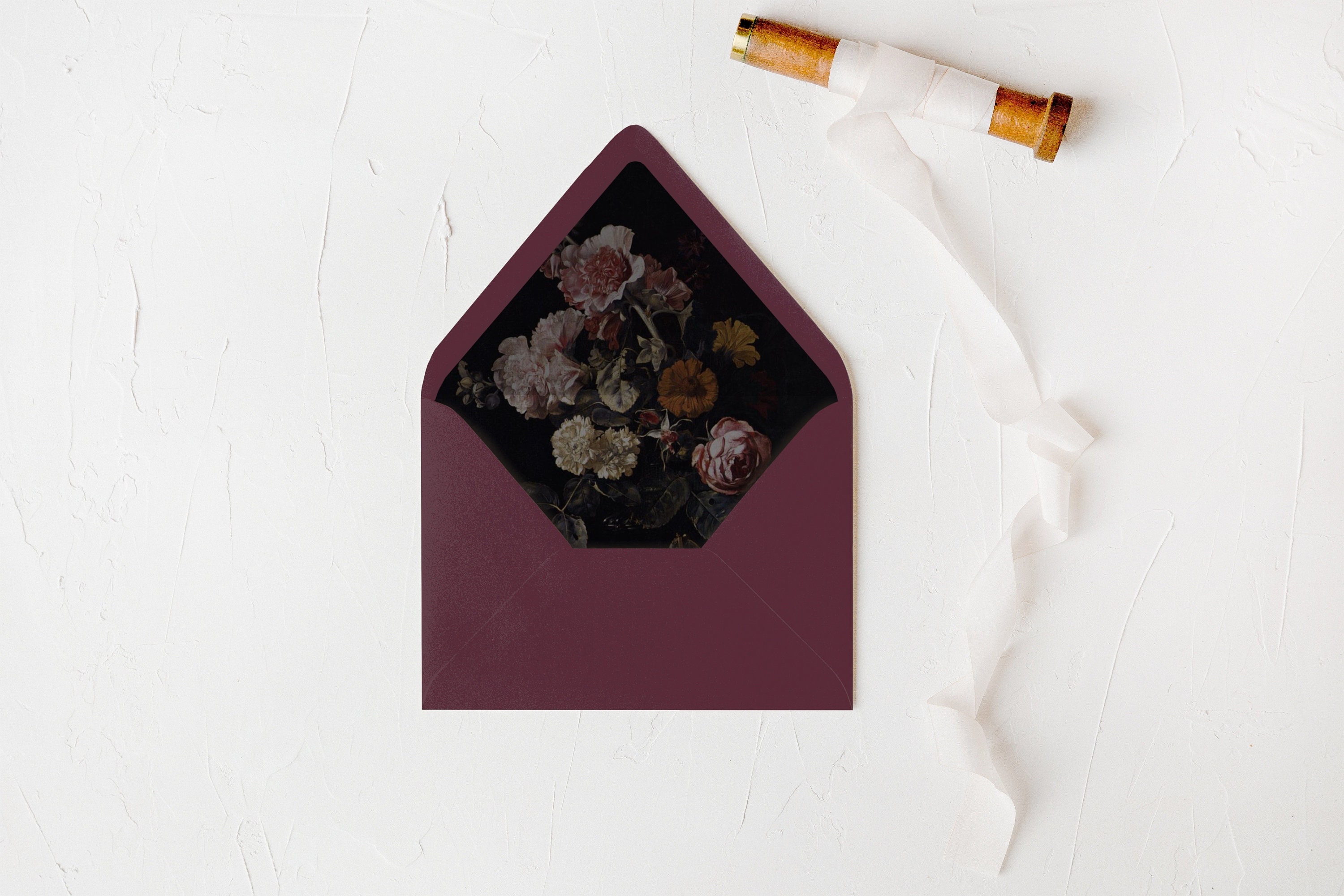 Fae | Moody Floral Wedding Invitation Envelopes, Fine Art Lined ...