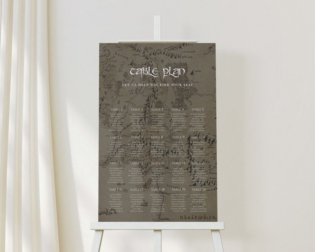 Middle Earth | Lord of the Rings Wedding Seating Chart, Lord of the ...