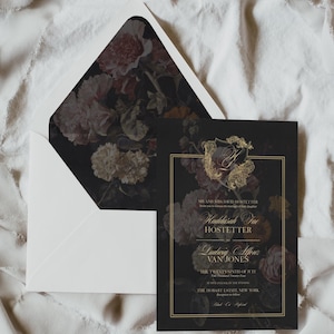 Fae | Dark Floral Wedding Invitation Set, Moody Floral Wedding ...
