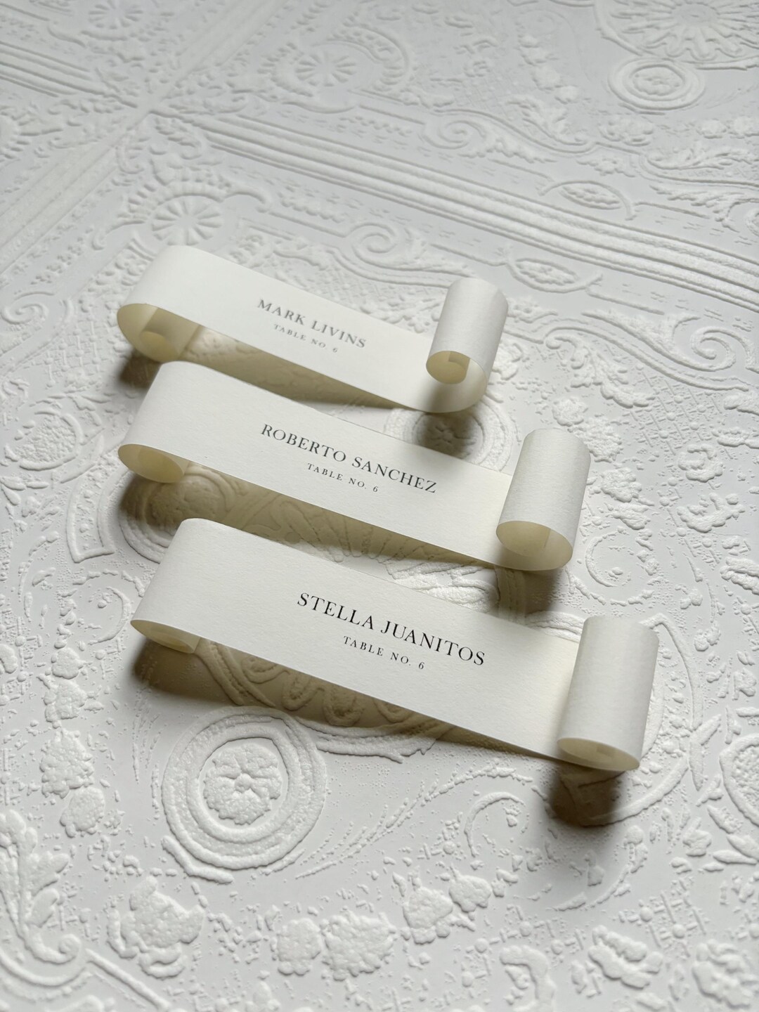 Calligraphy Scroll Name Place Cards, Wedding Name Card, Deckle Edge ...