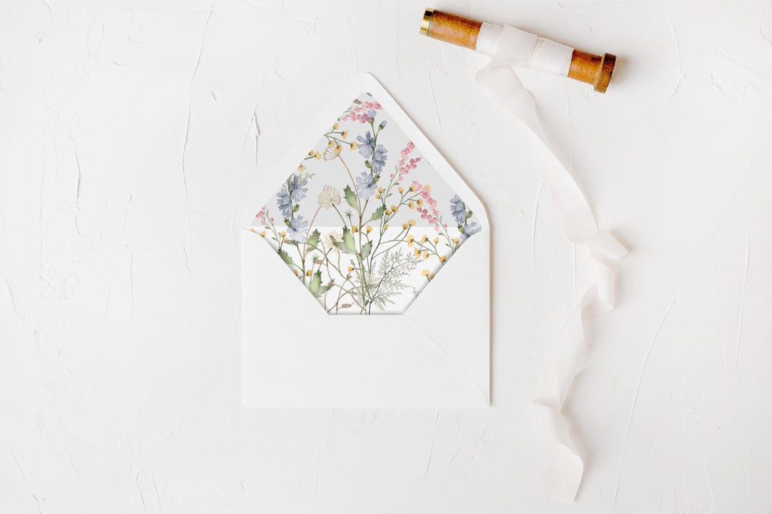 Charlotte | Wildflower Lined Envelopes for Wedding, Floral Wedding ...