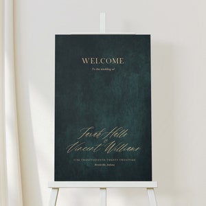 Juliet | Green Wedding Welcome Sign, Printed Welcome Sign, Emerald ...
