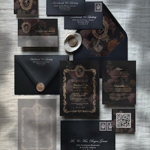 Fae | Dark Floral Wedding Invitation Set, Moody Floral Wedding ...