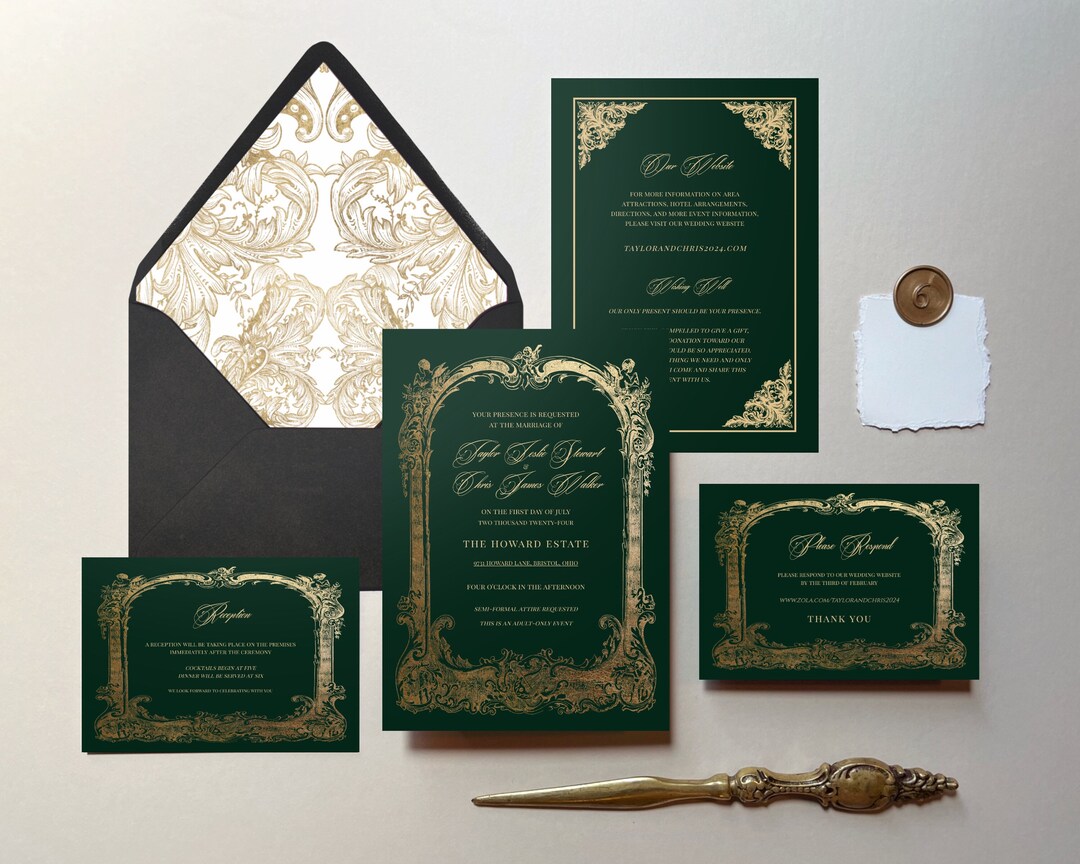 Eden: Green Wedding Invitation Suite, Wedding Invitation Instant ...