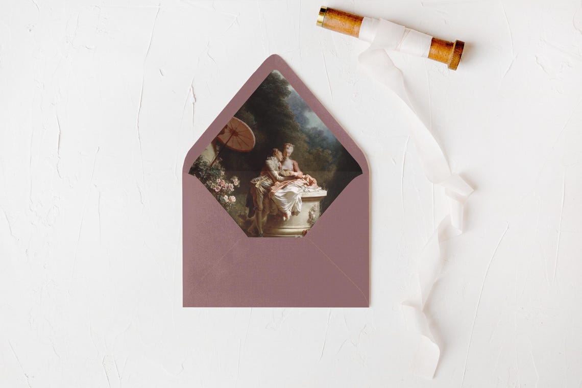 Love Letter | French Art Wedding Invitation Envelopes, Fine Art Lined ...