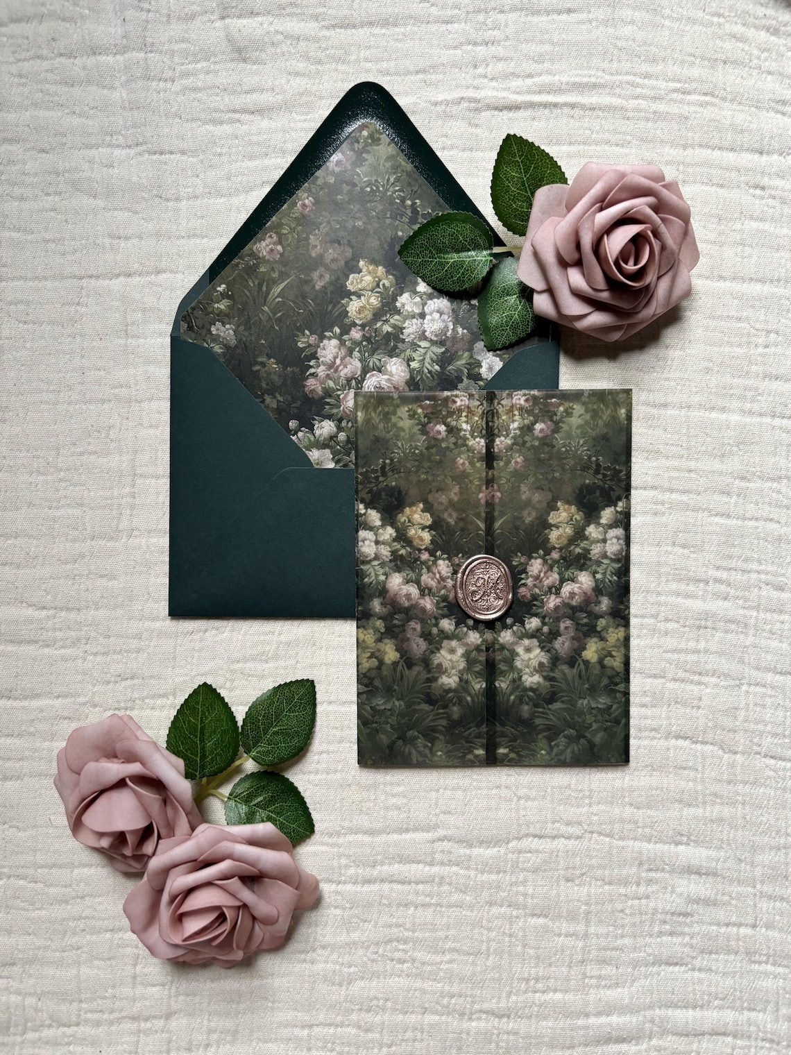 Wild Roses | Floral Vellum Wraps for 5x7 Invitation, Vintage Floral ...