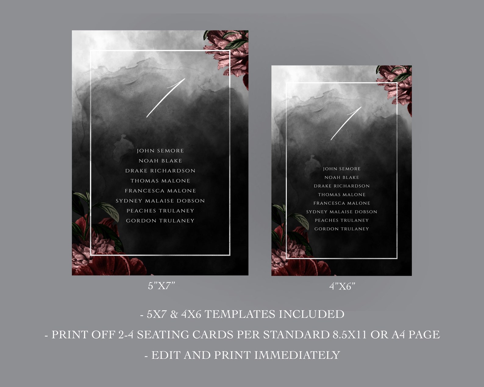 Ava: Moody Floral Seating Chart Template Moody Floral Wedding | Etsy