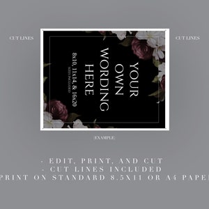 Maria: Editable Custom Wedding Sign Template, Moody Floral Wedding Sign ...