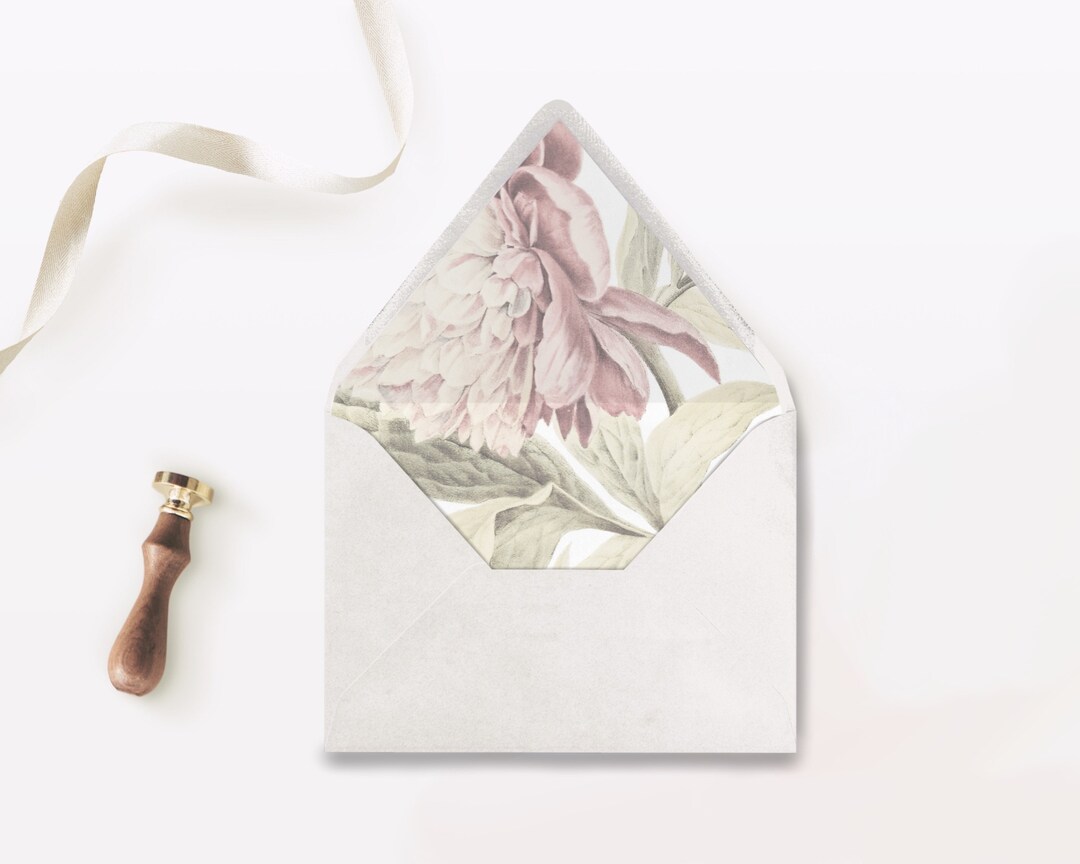 Vintage Floral Envelope Liner Template, Peony Floral, Envelope Liner ...