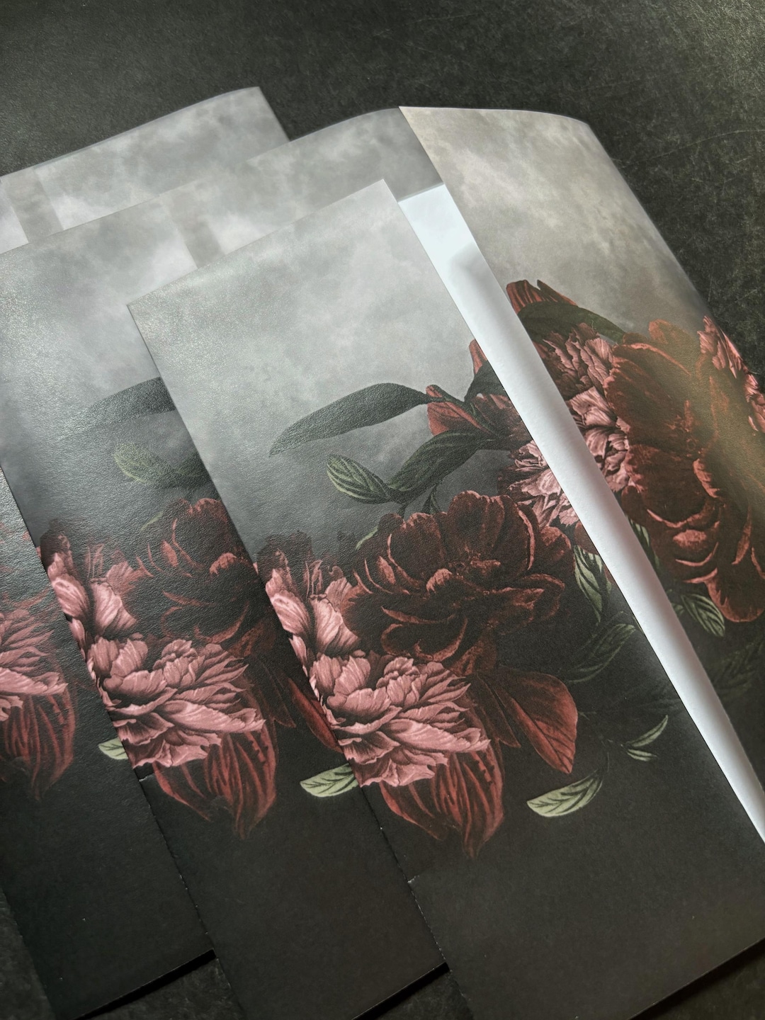 Ava | Floral Vellum Wraps for 5x7 Invitation, Dark Moody Floral Vellum ...