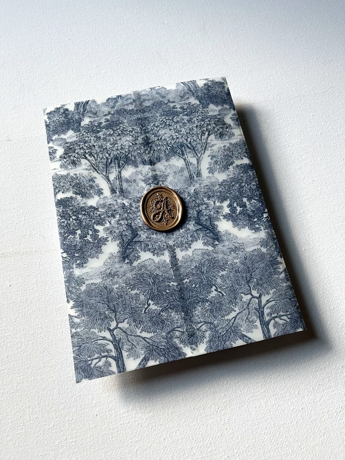 Arianna | Blue Toile Vellum Wraps for 5x7 Invitation, Blue French ...