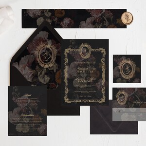 Fae Dark Floral Wedding Invitation Set, Moody Floral Wedding ...