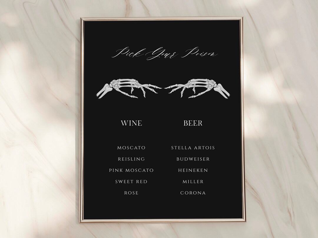 Scylla: Bar Menu Sign Template, Halloween Wedding Decor, Printable Bar ...