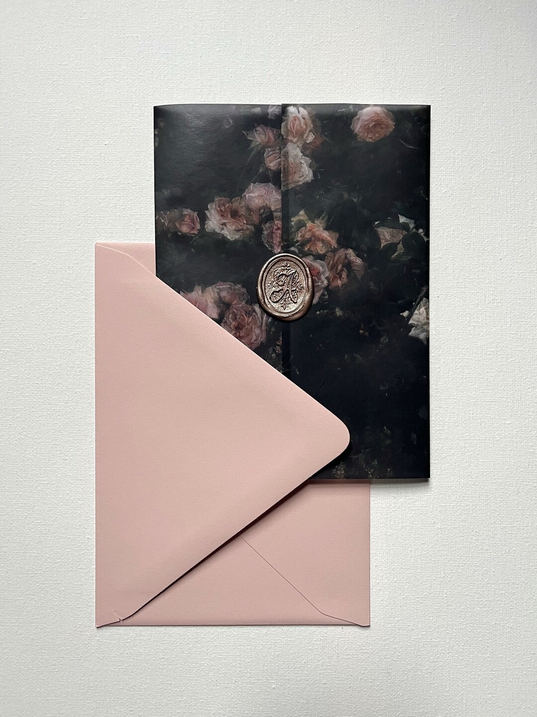 Syph | Floral Vellum Wraps for 5x7 Invitation, Dark Moody Floral Vellum ...