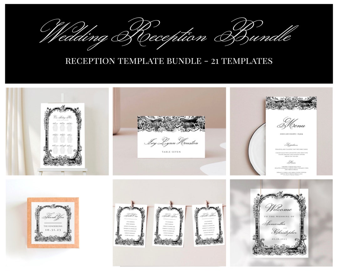 Eden: Wedding Reception Template Bundle, Modern Wedding Reception Sign ...