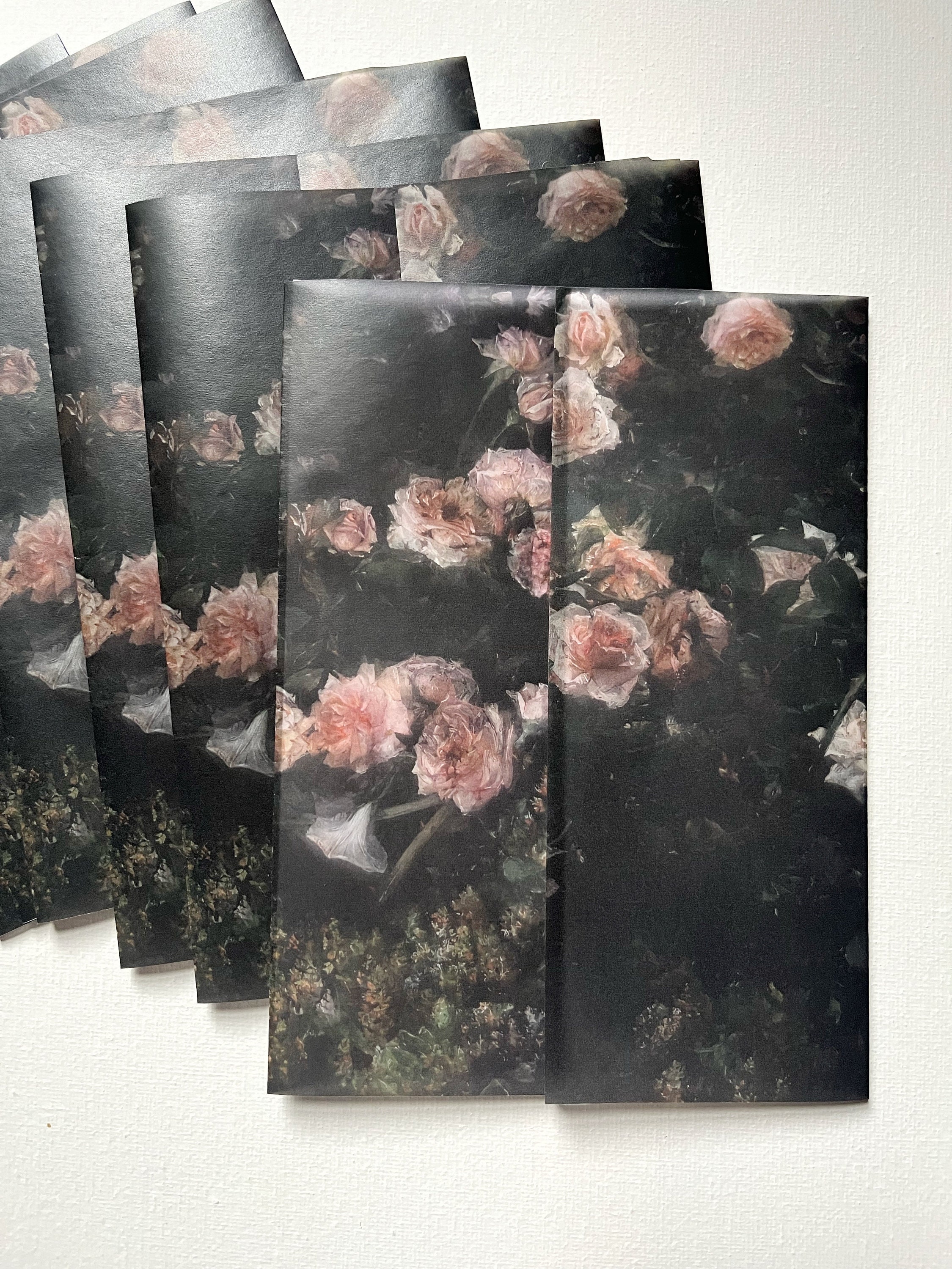 Syph | Floral Vellum Wraps for 5x7 Invitation, Dark Moody Floral Vellum ...