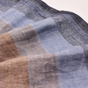 Alternating Wide Stripe Linen Fabric, 100% Linen Shirt Dress Fabric by ...