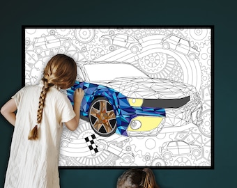 Giant Cars Coloring Poster - Etsy