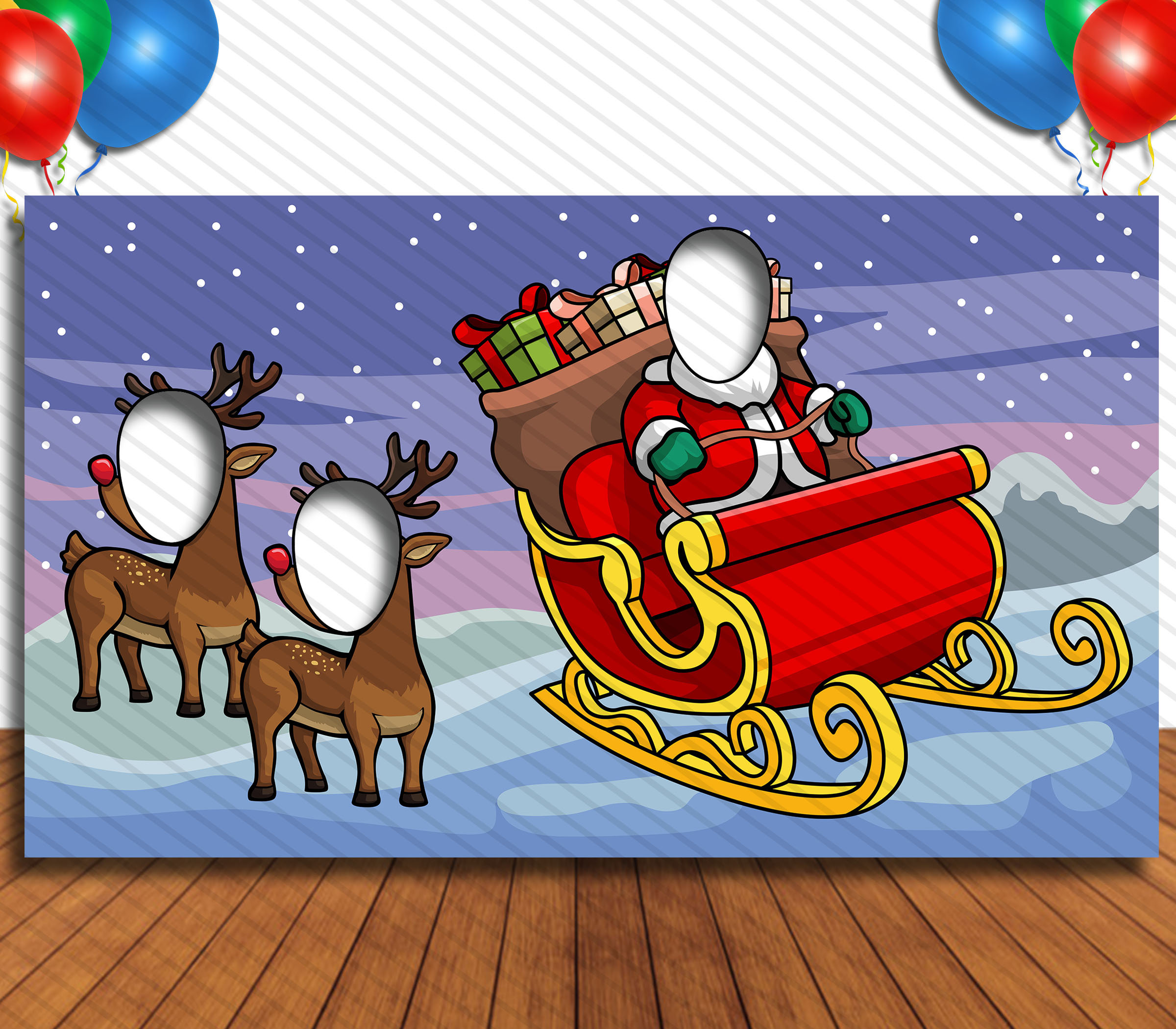 Santa Sleigh Photo Standee: DIY Christmas Party Face Cutout (42x72") - Etsy