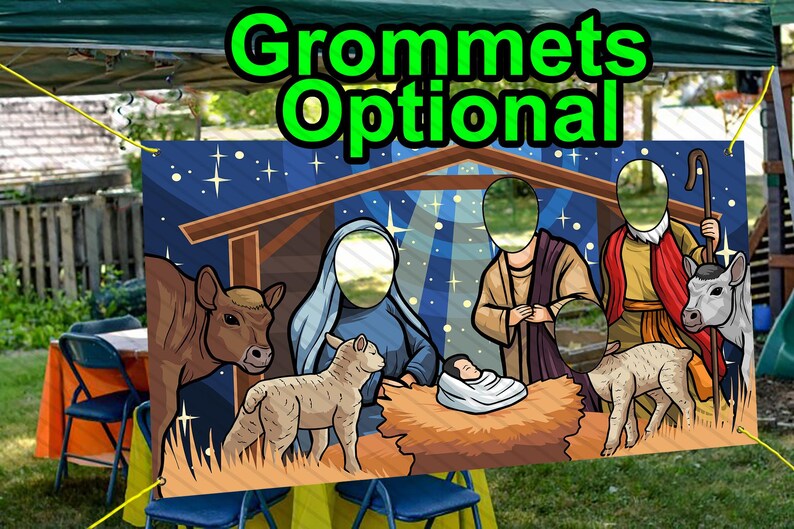 Nativity, the Birth of Jesus, Hole in Face Cutout Banner, DIY Party ...