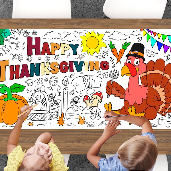 Giant Thanksgiving Coloring Poster - Etsy