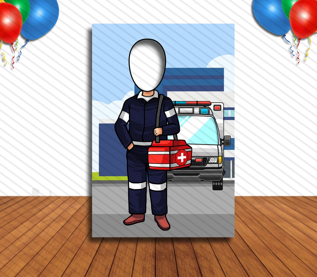 Paramedics Theme Face Cutout, 24x36 Photo Stand-in, Party Selfie Photo ...