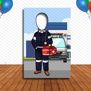 Paramedics Theme Face Cutout, 24x36 Photo Stand-in, Party Selfie Photo ...