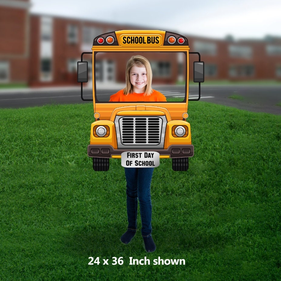 School Bus, Personalized Photo Booth Selfie Frame, DIY Poster, Vehicle ...