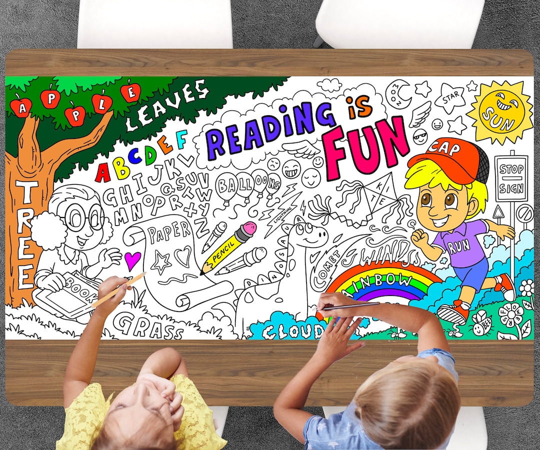 Reading is Fun Coloring Page, Coloring Sheet for Kids, Jumbo Coloring ...