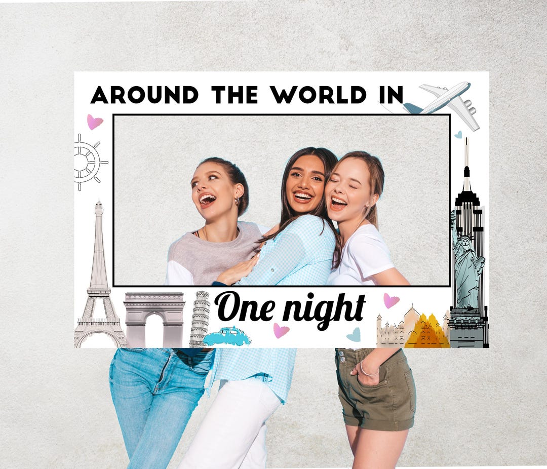 Around the World, Travel Photo Booth Frame, DIY Party Selfie Prop - Etsy
