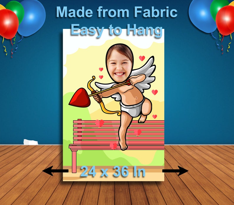 Cupid, Valentine's Day, Hole in Face Cutout Banner, 24x36" Standee, DIY ...