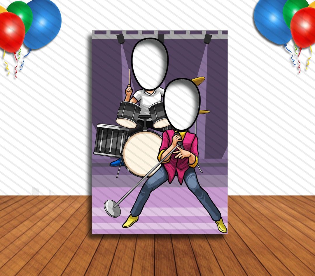 Rock Band Party Cutout, Hole in Face, Party Selfie Photo Booth Prop ...