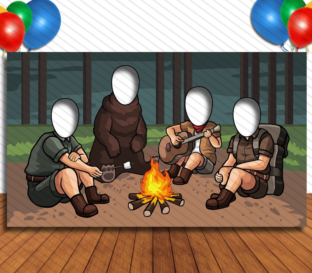 Campers Bonfire, Campfire Night Theme Party, 42x72" Photo Standee, Face ...