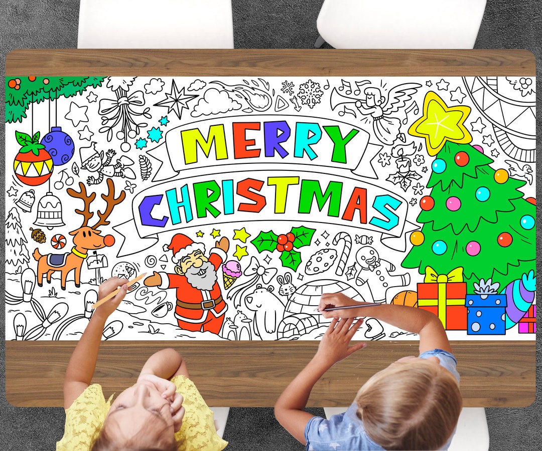 Merry Christmas Giant Coloring Poster: Holiday Theme Jumbo Sheet - Etsy