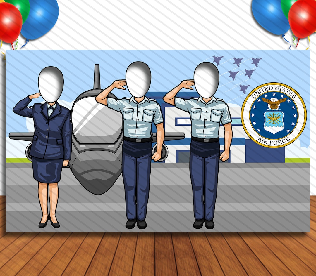 US Air Force Photo Standee: DIY Military Party Prop, Face Hole Banner ...