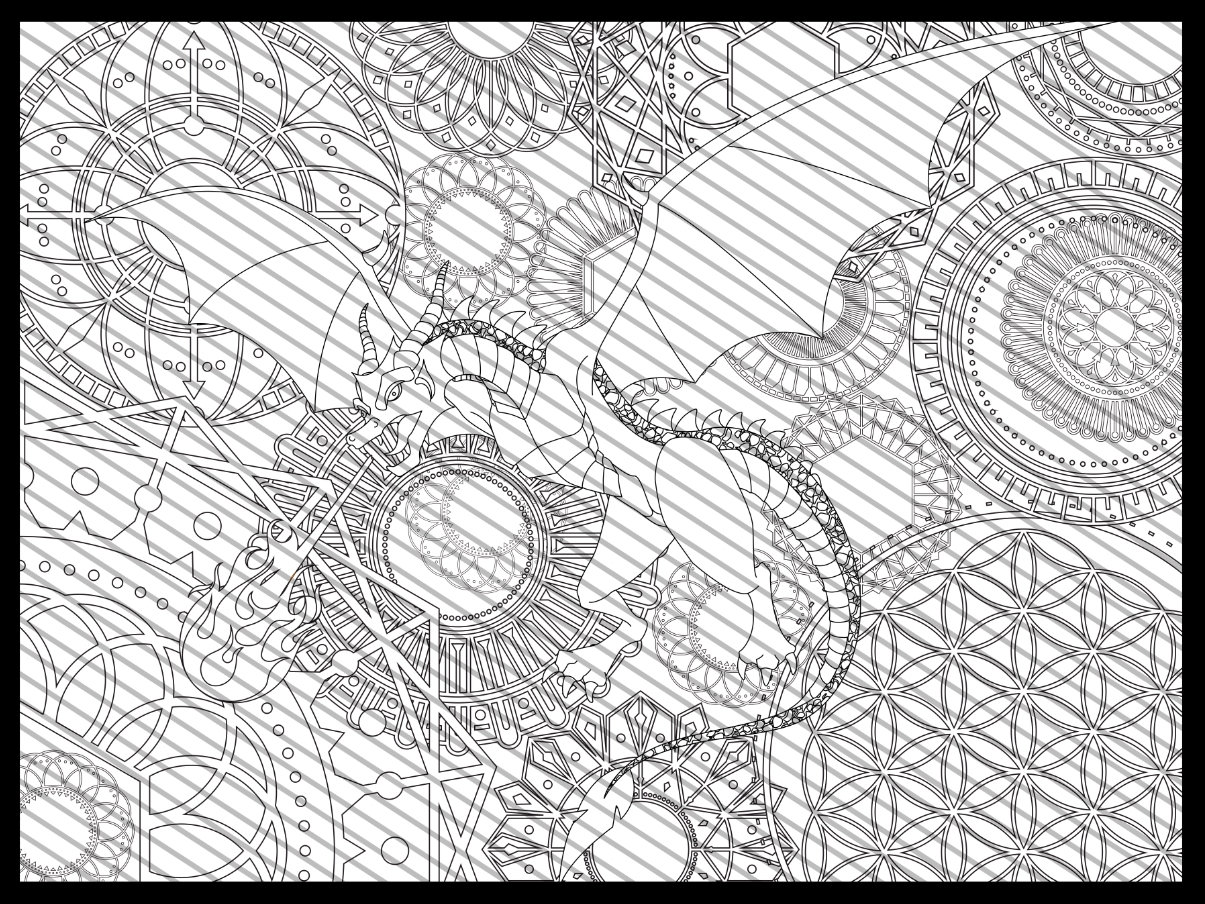 Large Dragon Abstract Coloring Page Happy Abstract Coloring | Etsy