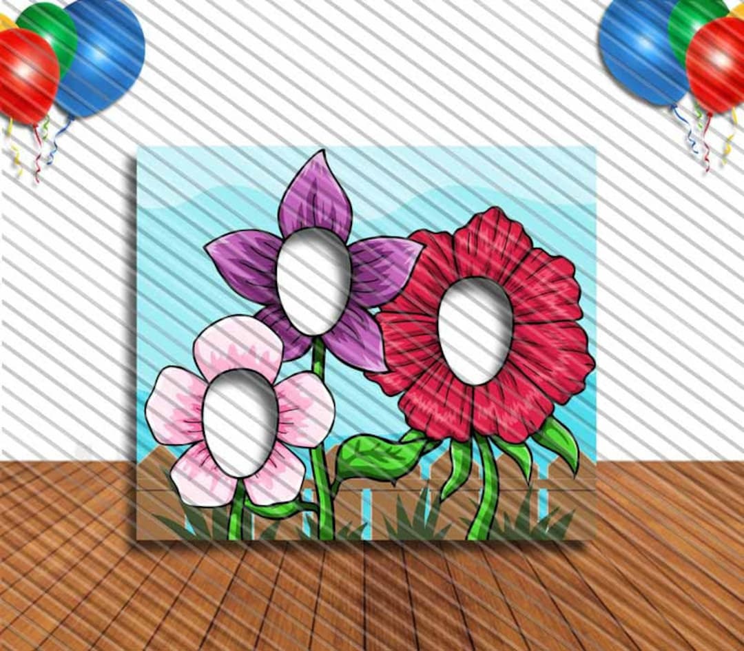Floral DIY Hole in Face Cutout: Spring Flower Party Selfie Prop (36x42 ...