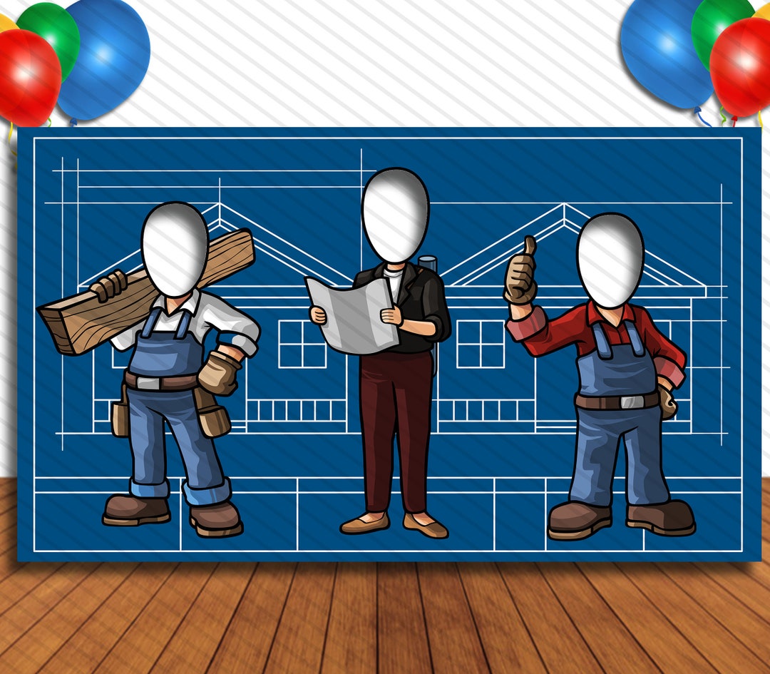 Construction Workers, Workers Theme, 42x72" Photo Standee, Face Hole ...