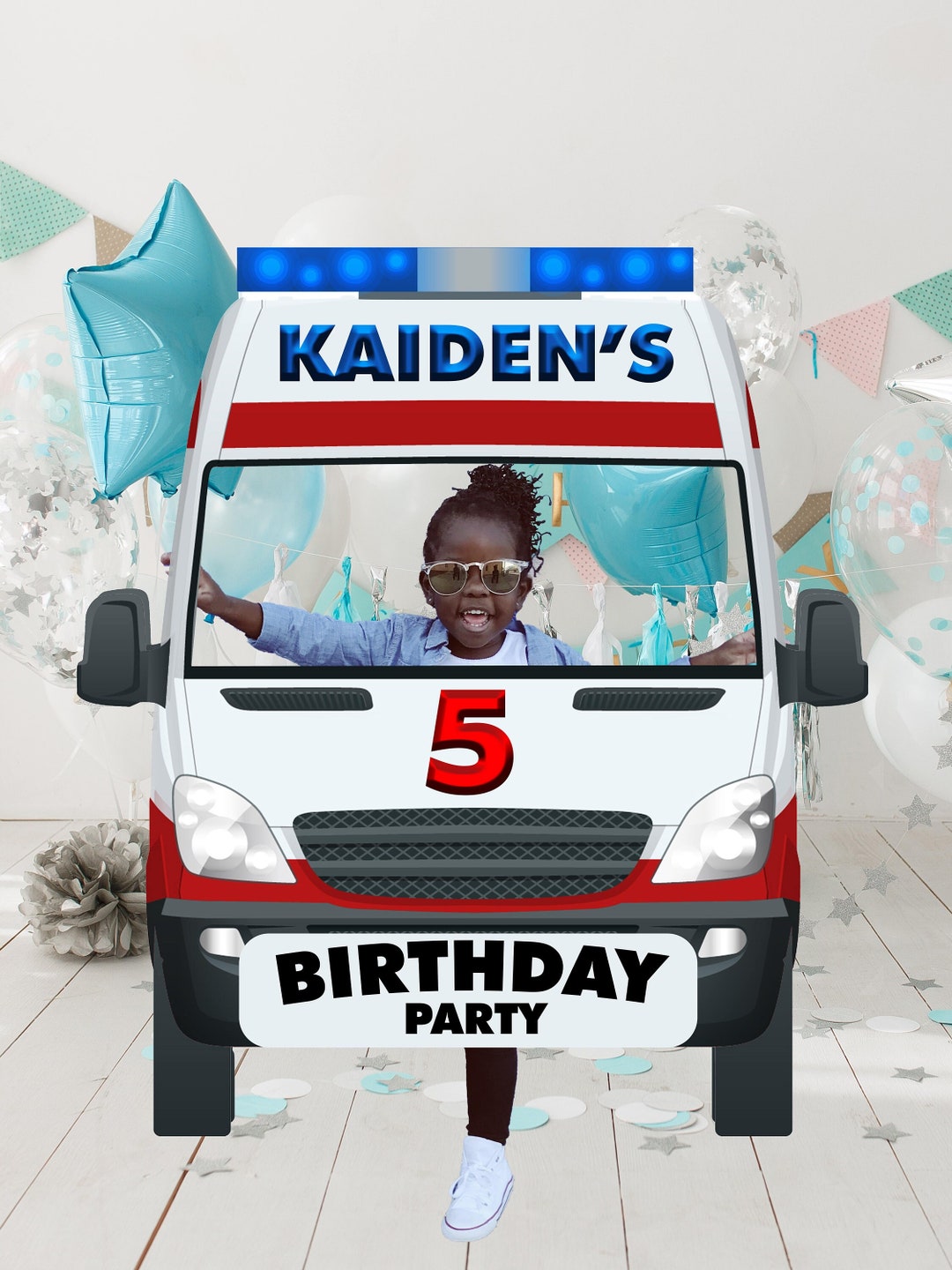 Ambulance, Personalized Photo Booth Selfie Frame, DIY Poster, Vehicle ...