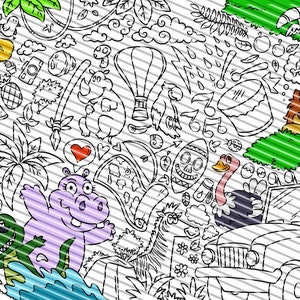 Safari Coloring Sheet, Jumbo Coloring Book Page, Animal Theme Giant ...