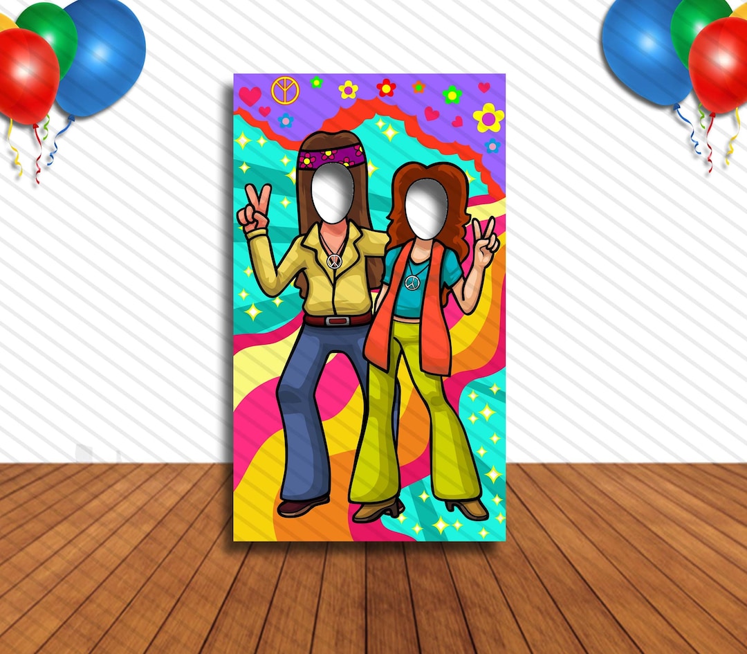 70s Disco Party, Hole in Face Cutout Banner, 42x72" Standee, DIY Selfie ...