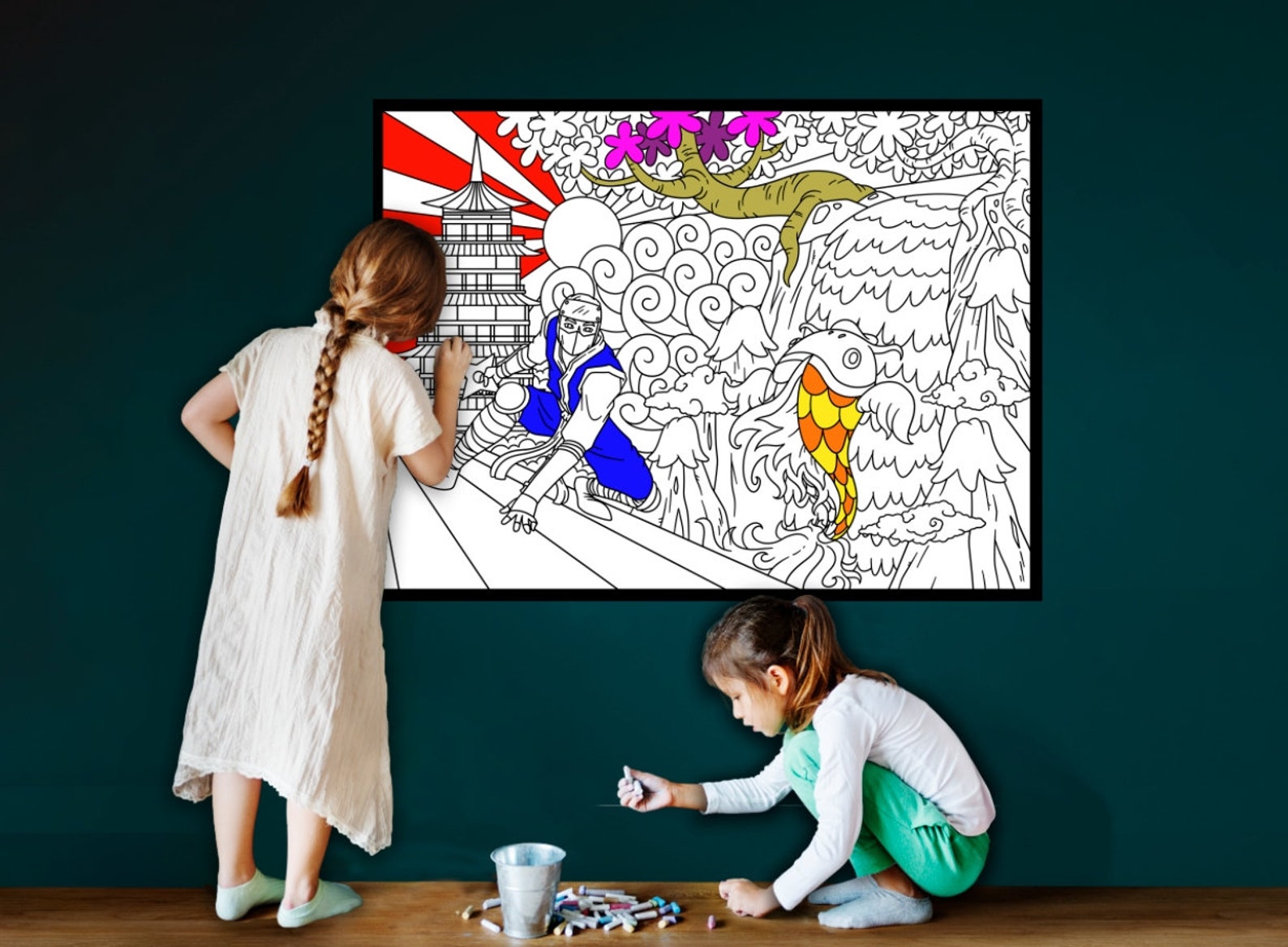 Large Ninja Coloring Poster: Jumbo Ninjutsu Coloring Sheet - Etsy