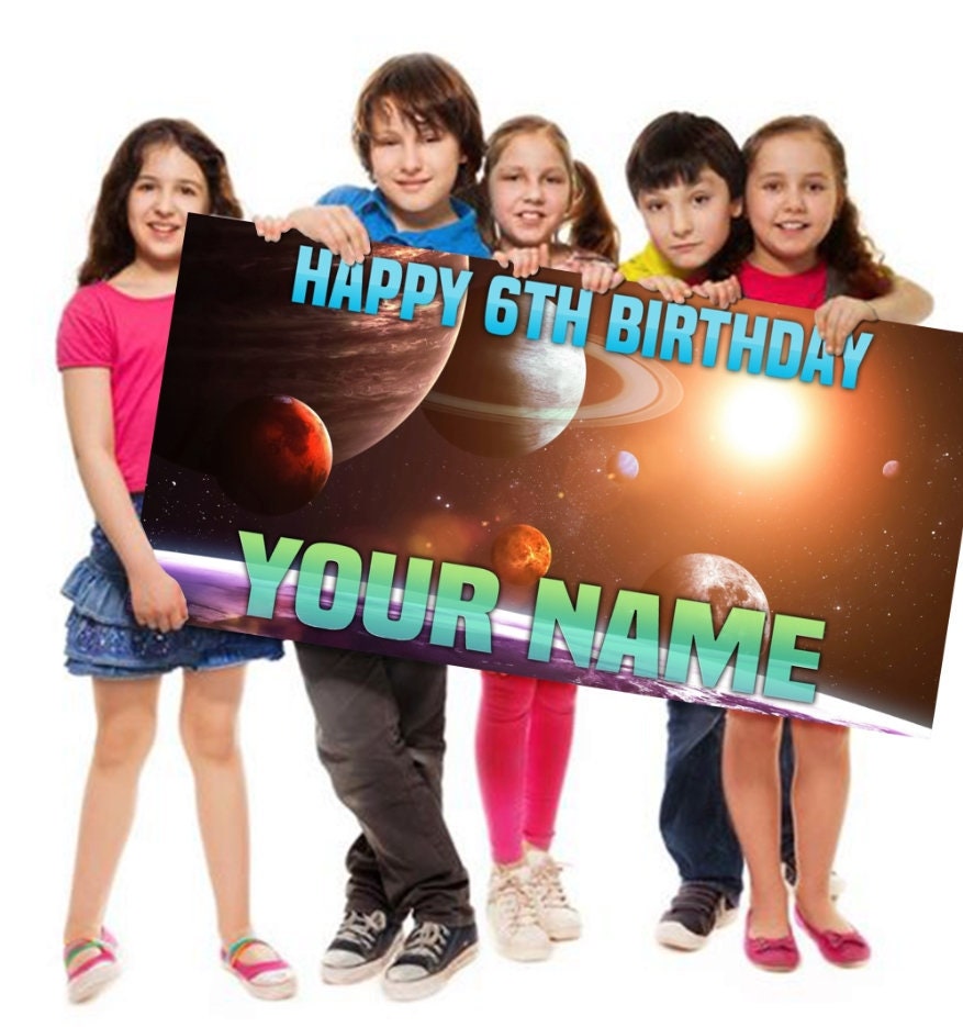 Space Solar System Themed Birthday Banner Personalized - Etsy