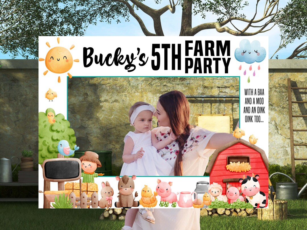 Farm Party, Animal Theme Photo Frame, Personalized DIY Photo Booth ...