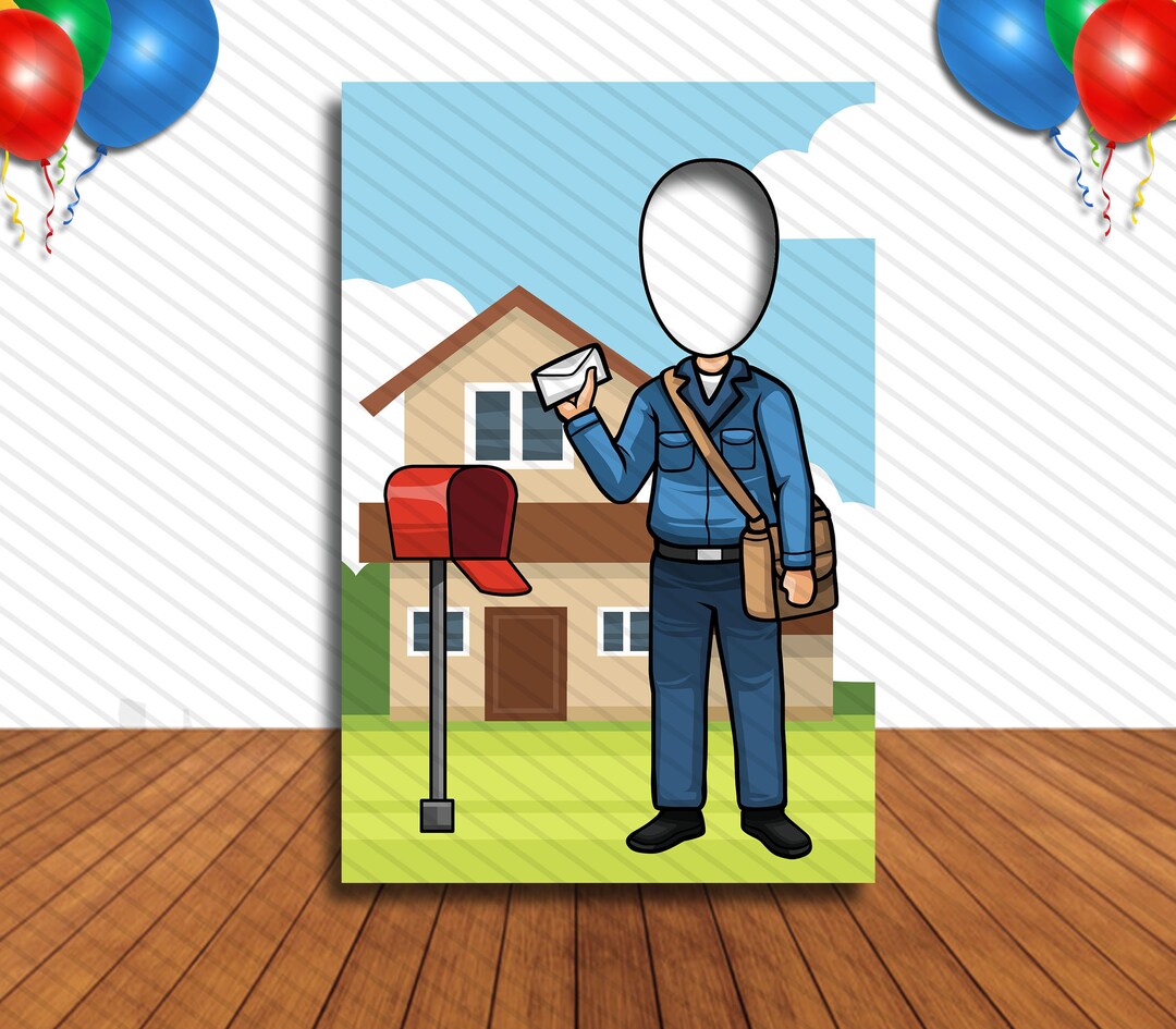 Mailman Theme Face Cutout, 24x36" Photo Standee, Face Hole Cutout, Face ...