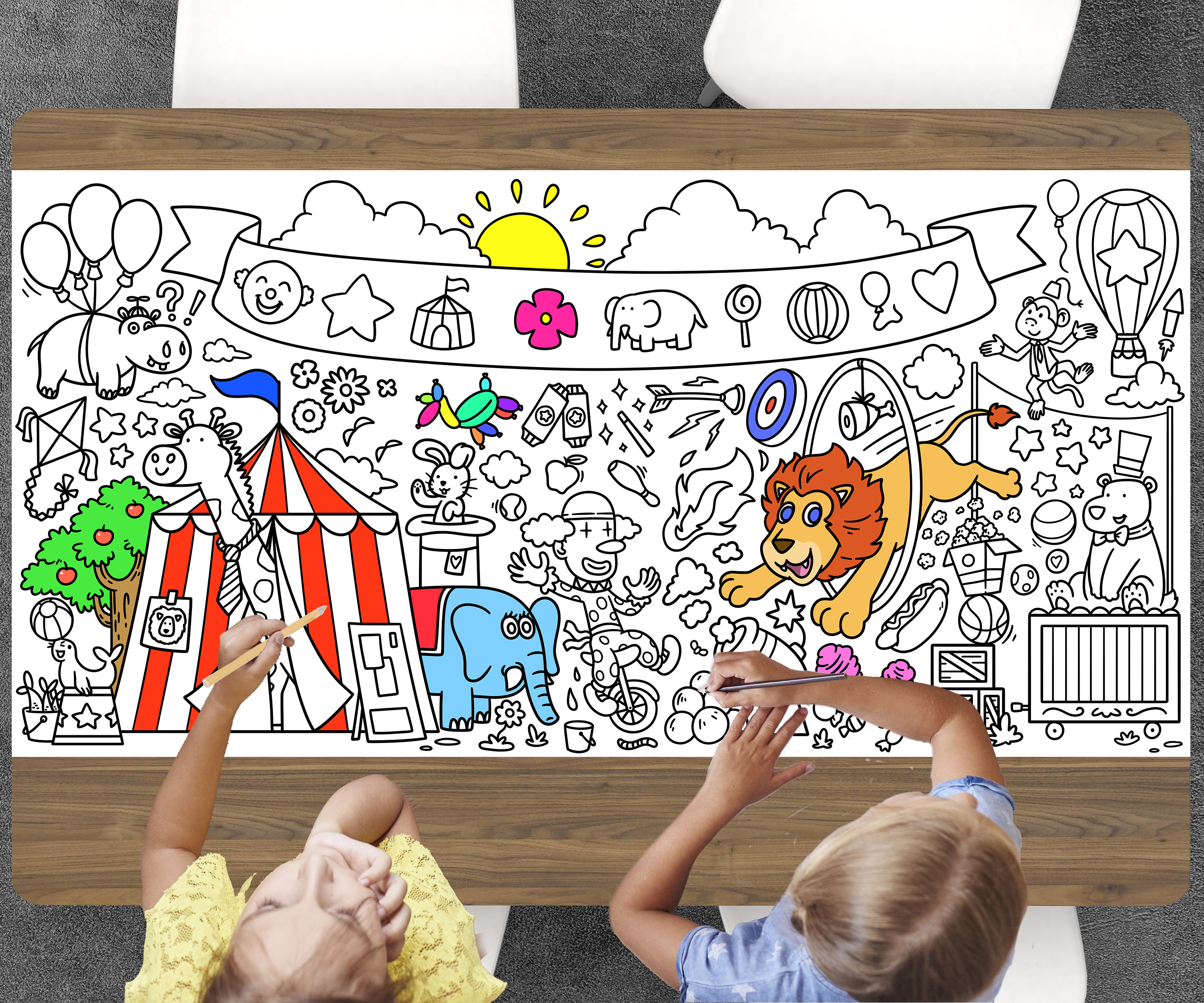 Carnival Vintage Circus Birthday Sheet Jumbo Coloring Book - Etsy