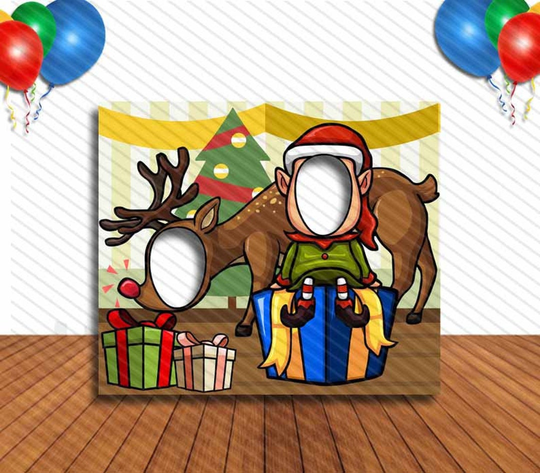 Elf and Rudolph People, Christmas Party Decoration, 36x42" Photo ...