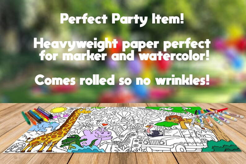 Safari Coloring Sheet Jumbo Coloring Book Page Animal Theme - Etsy