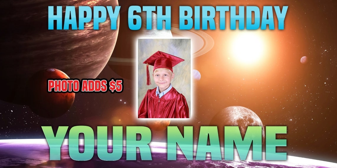 Space Solar System Themed Birthday Banner Personalized - Etsy
